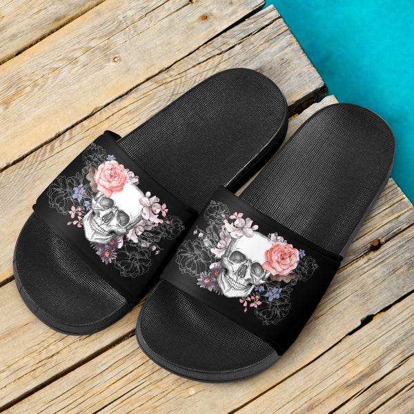 Roses Skull Slide Sandals - Just Love Skulls