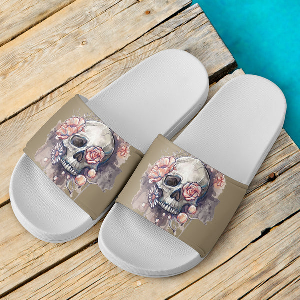 Floral Skull Slide Sandals - Just Love Skulls